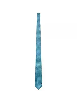 Kiton Geometric-print Silk Tie - Blue