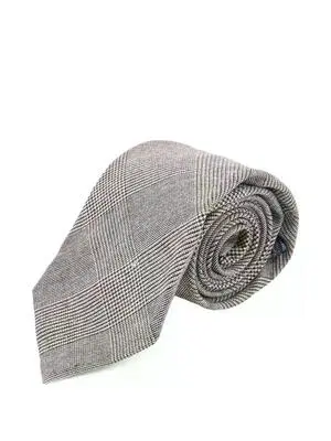 Kiton Prince Of Wales Check Tie - Grey