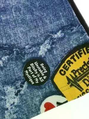 Dior 2001 Denim-print Patch-detail T-shirt