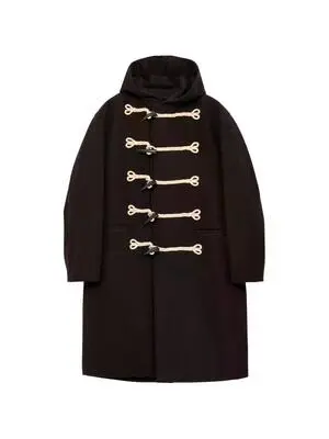 Yohji Yamamoto Toggle-fastening Hooded Coat - Brown