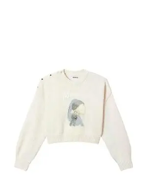 MUSIUM DIV. Graphic-print Button-shoulder Sweater