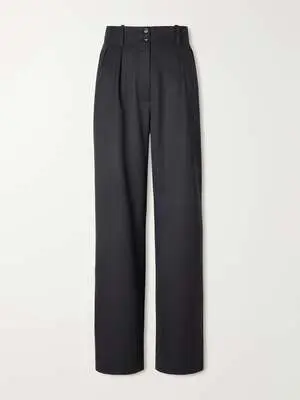 SKALL STUDIO Painter Pleated Wool-twill Wide-leg Pants - Black