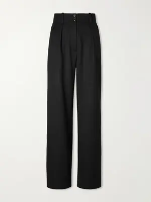 SKALL STUDIO Painter Pleated Wool-twill Wide-leg Pants - Black