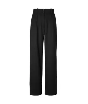 SKALL STUDIO Painter Pleated Wool-twill Wide-leg Pants - Black