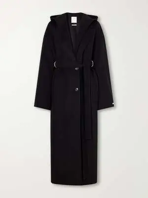 Sportmax Olmo Hooded Belted Wool-felt Coat - Black