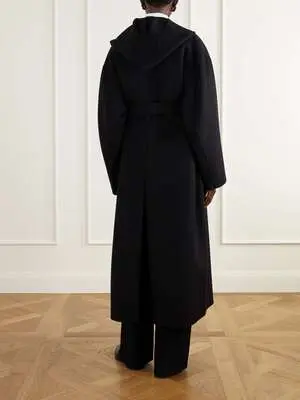 Sportmax Olmo Hooded Belted Wool-felt Coat - Black