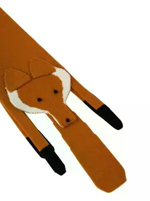 Moschino Fox-motif Knitted Scarf - Brown