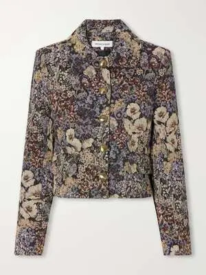 Veronica Beard Wilde Cropped Floral-brocade Jacket