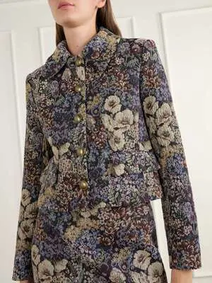 Veronica Beard Wilde Cropped Floral-brocade Jacket