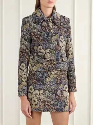 Veronica Beard Wilde Cropped Floral-brocade Jacket - Multi