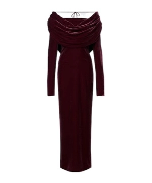 ROTATE BY BIRGER CHRISTENSEN Draped Velvet Gown - Wine Red