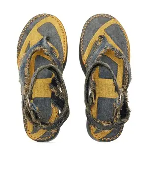 DIESEL® Frayed-edge Platform Sandals - Blue/grey