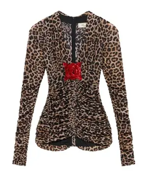 Blumarine Leopard-print Ruched Blouse