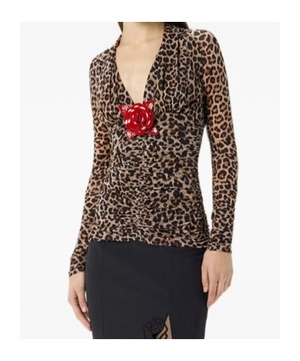 Blumarine Leopard-print Ruched Blouse