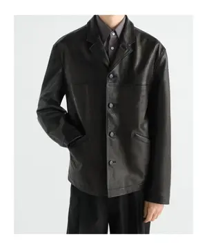 LEMAIRE Single-breasted Jacket In Grained Lambskin