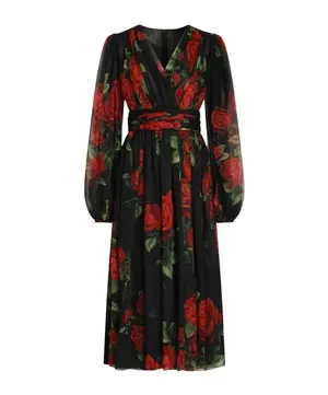Dolce & Gabbana Rose-print Chiffon Midi Dress