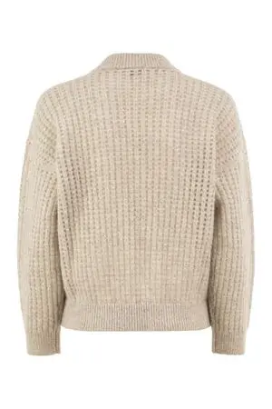 Peserico Long-sleeved Sequin Knit Cardigan - Light Brown
