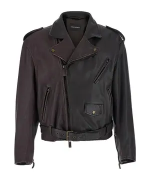 Emporio Armani Zip-up Leather Biker Jacket