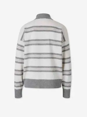 Peserico Striped Button-neck Knitted Sweater