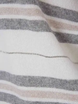 Peserico Striped Button-neck Knitted Sweater
