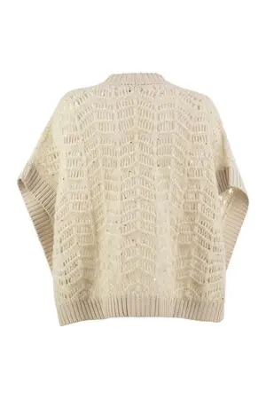 Peserico Ribbed V-neck Knit Top