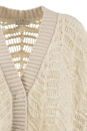 Peserico Ribbed V-neck Knit Top