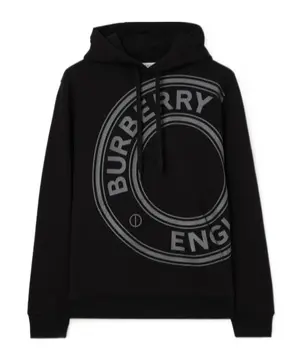 Burberry Logo Graphic Cotton Hoodie - Black
