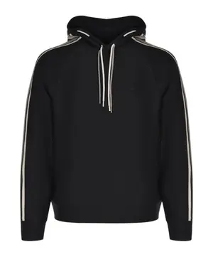 Emporio Armani Stripe Trim Hoodies - Charcoal Black