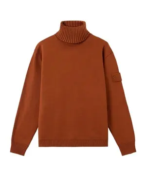 Stone Island Regular-fit Turtleneck Jumper With Ribbed Trims - Red Pottery