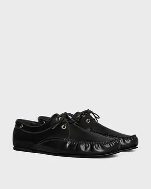 Celine Flat Derby In Polished Bullskin