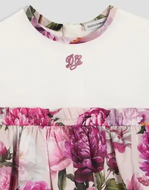 Dolce & Gabbana Peony-print Mix Material Dress
