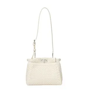 Fendi My Peekaboo Xs Woven Leather Bag - Parchment-coloured