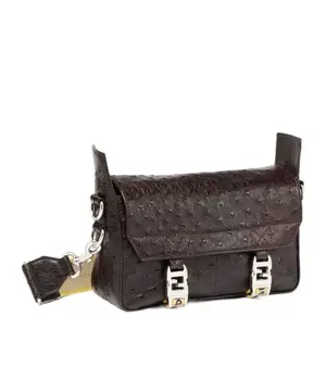 Fendi Flow Small Ostrich Leather Bag