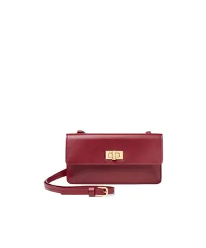 Fendi Peekaboo Wallet With Strap - Deep Red