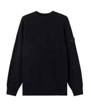 Stone Island Regular-fit Crewneck Jumper With Raglan Sleeves - Black
