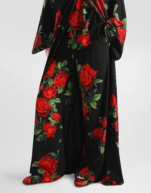Dolce & Gabbana Dolce Gabbana Rose Printed Trousers - Multi-color
