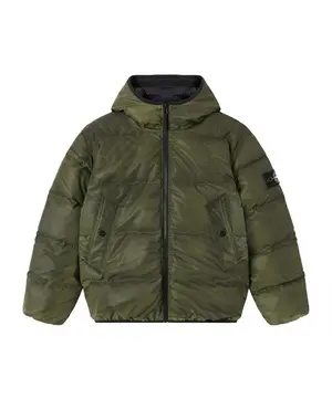 Stone Island Hooded Down Jacket With Reflective Coating