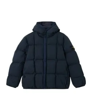 Stone Island Hooded Down Jacket With Wind Resistance - Navy Blue