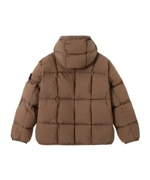 Stone Island Hooded Down Jacket With Wind Resistance - Ochre