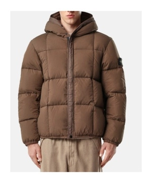 Stone Island Hooded Down Jacket With Wind Resistance - Ochre