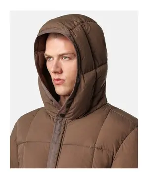 Stone Island Hooded Down Jacket With Wind Resistance - Ochre