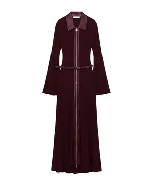 Simkhai Ismelle Belted Ribbed-knit Midi Dress - Fig Color