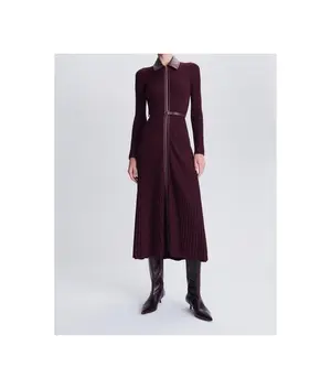 Simkhai Ismelle Belted Ribbed-knit Midi Dress