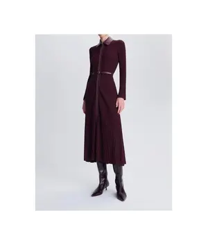 Simkhai Ismelle Belted Ribbed-knit Midi Dress