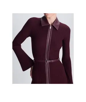 Simkhai Ismelle Belted Ribbed-knit Midi Dress