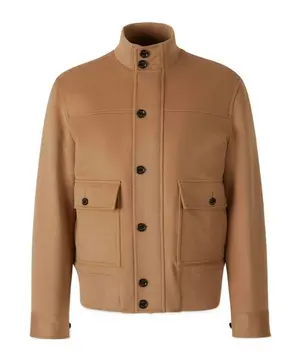 LARDINI Button-detail Ribbed-trim Jacket