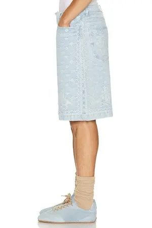 Casablanca Monogram Embroidered Denim Shorts