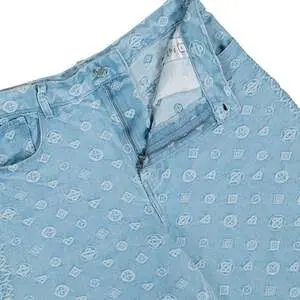 Casablanca Monogram Embroidered Denim Shorts