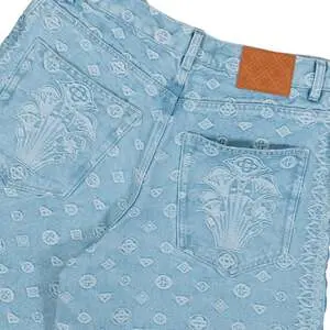 Casablanca Monogram Embroidered Denim Shorts