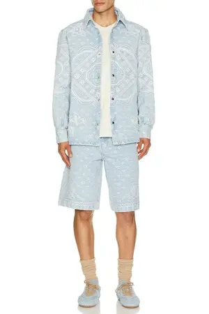 Casablanca Monogram Embroidered Denim Shorts
